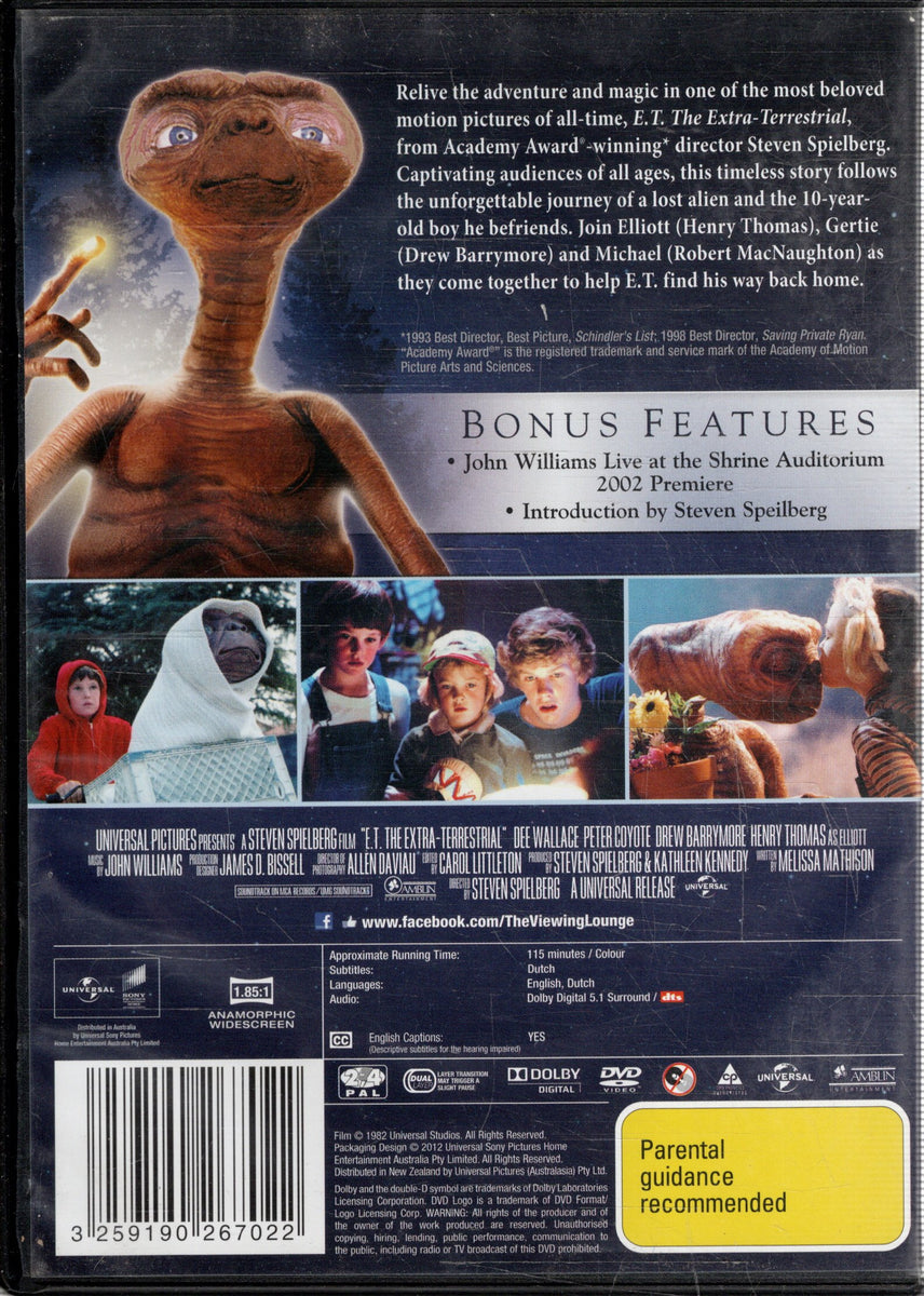 DVD - E.T. The Extra-Terrestrial - PG - DVDKF DVDSF - DVD002 - GEE ...